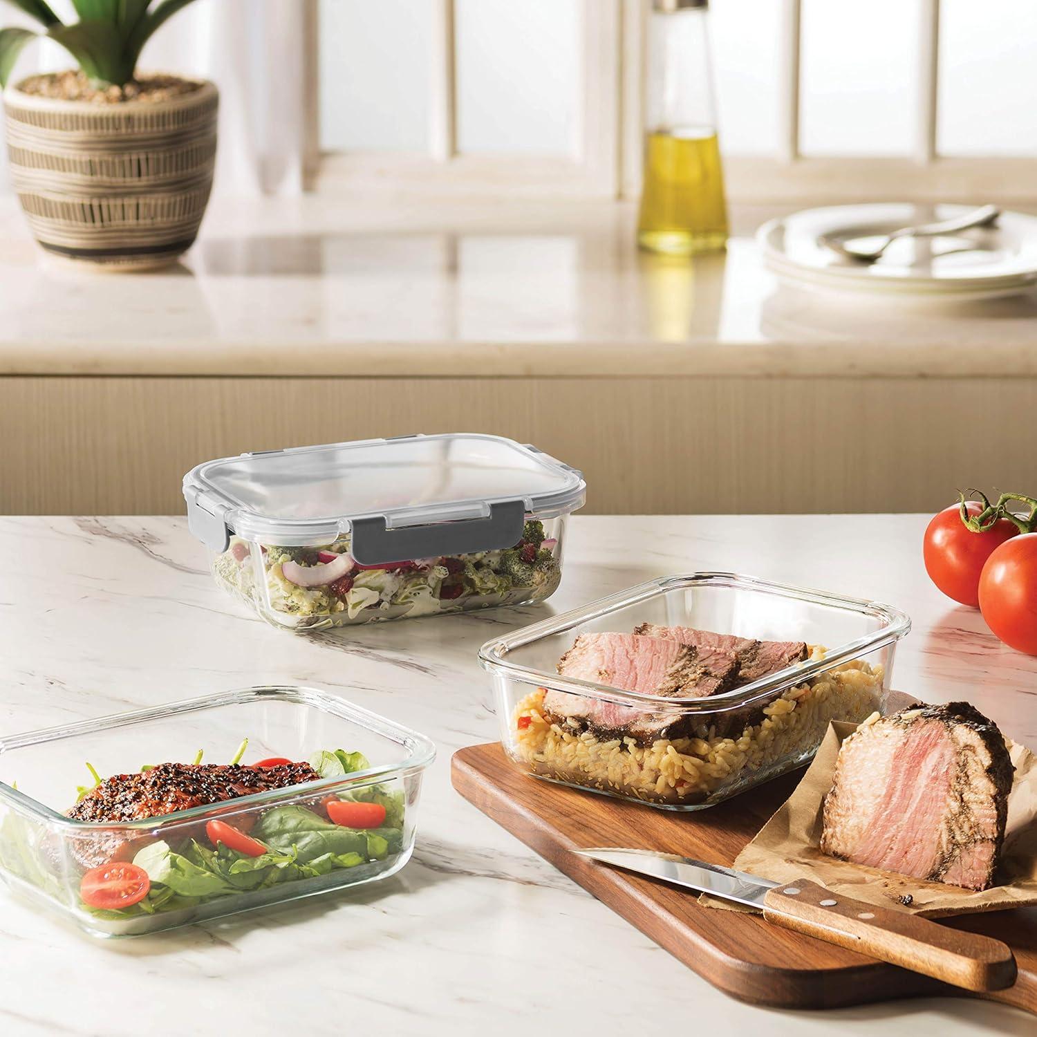 FineDine 6-Piece Superior Glass Food Storage Containers Set, 35oz ...