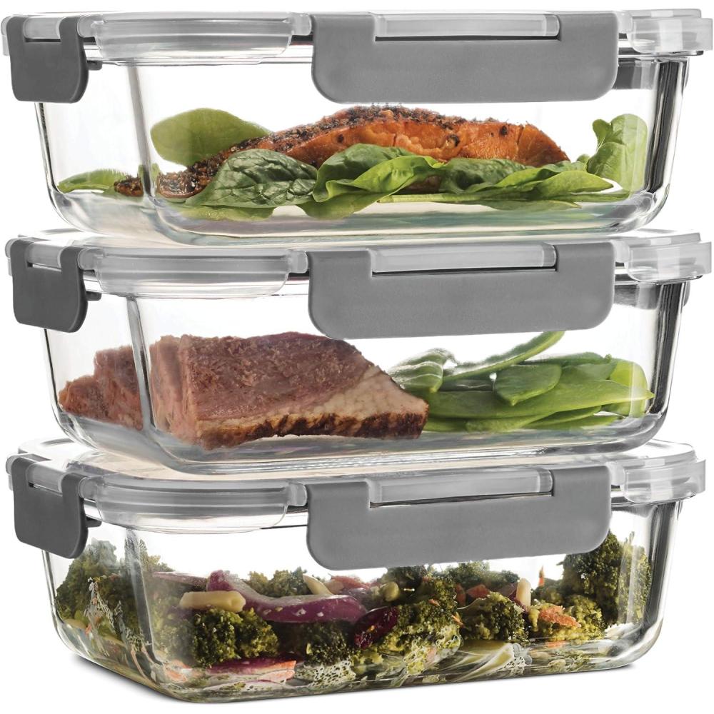 FineDine 6-Piece Superior Glass Food Storage Containers Set, 35oz ...
